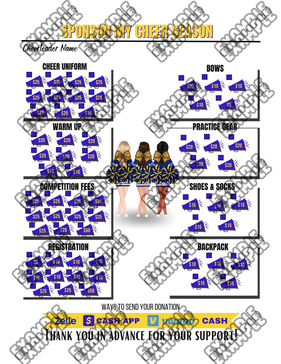 Sponsor My Cheer Season Digital Fundraiser Sheet - Etsy