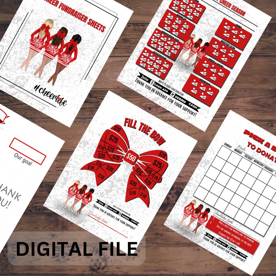 4 Cheer Digital Fundraiser Sheets - Etsy