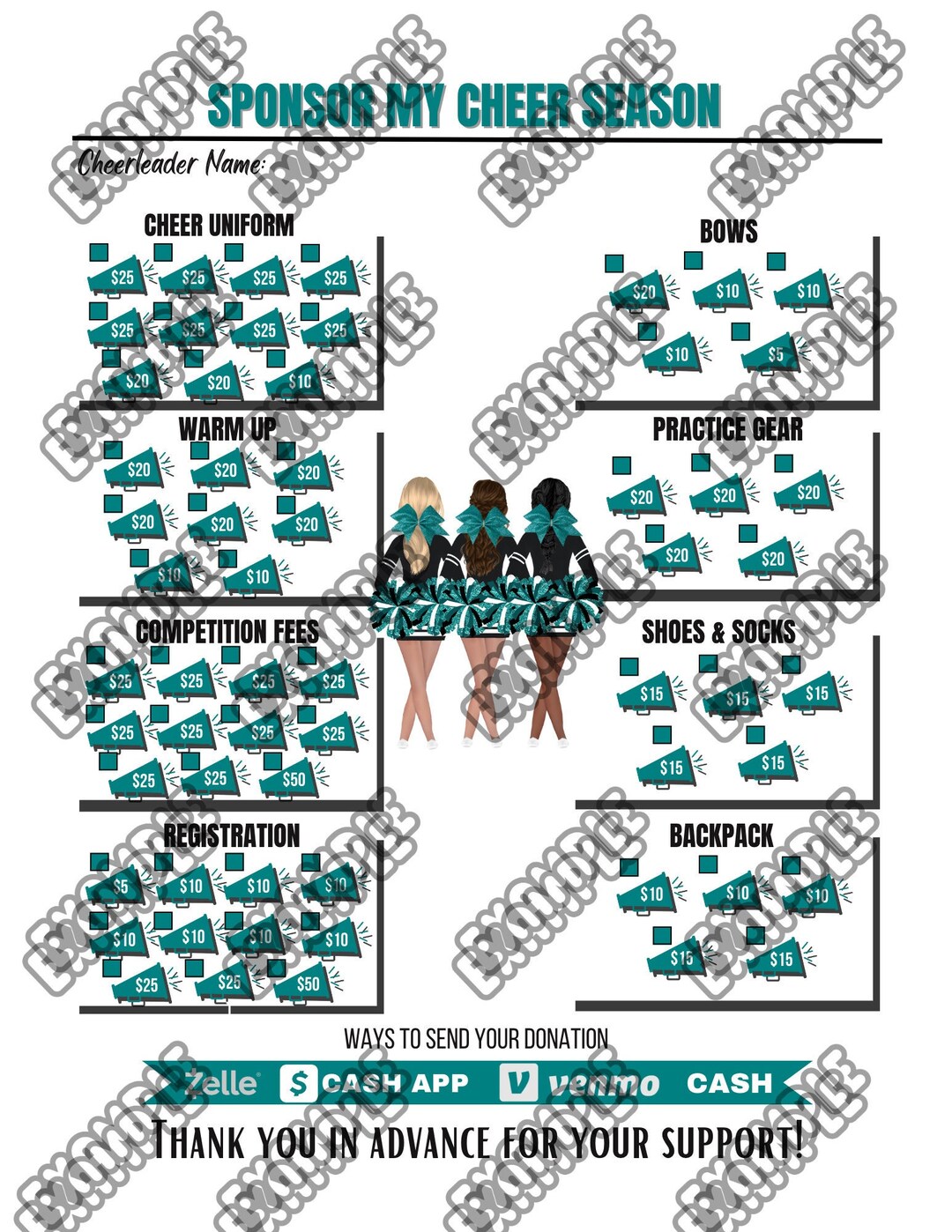 Sponsor My Cheer Season Digital Fundraiser Sheet - Etsy