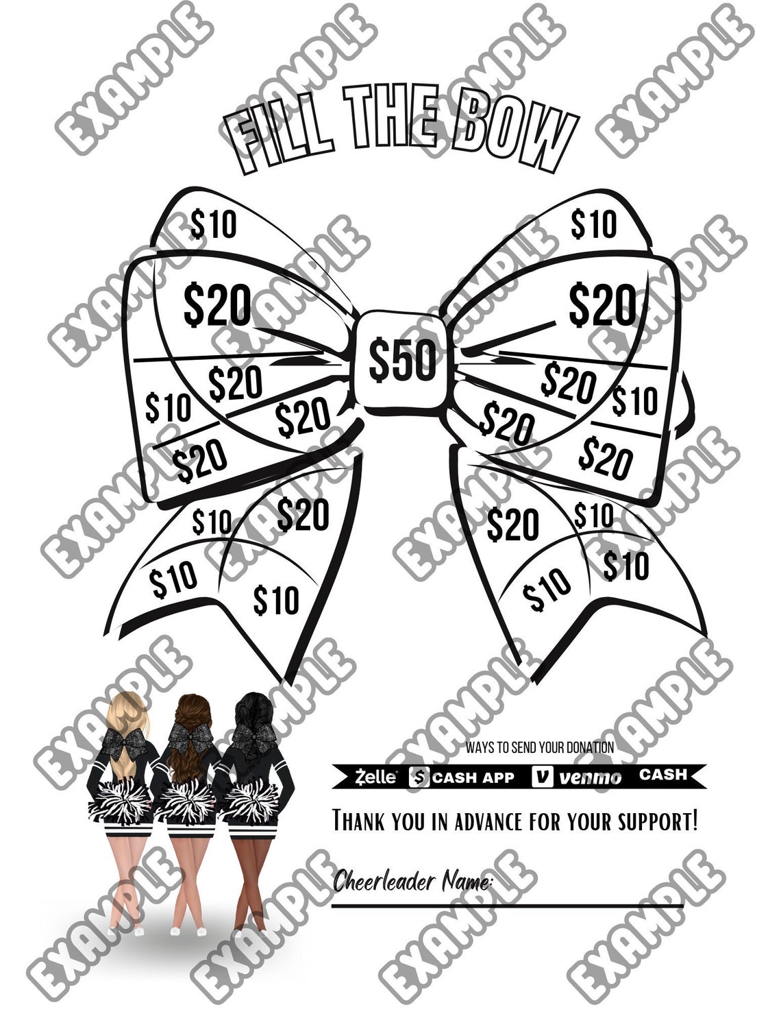 Fill My Bow Fundraiser Sheet - Etsy