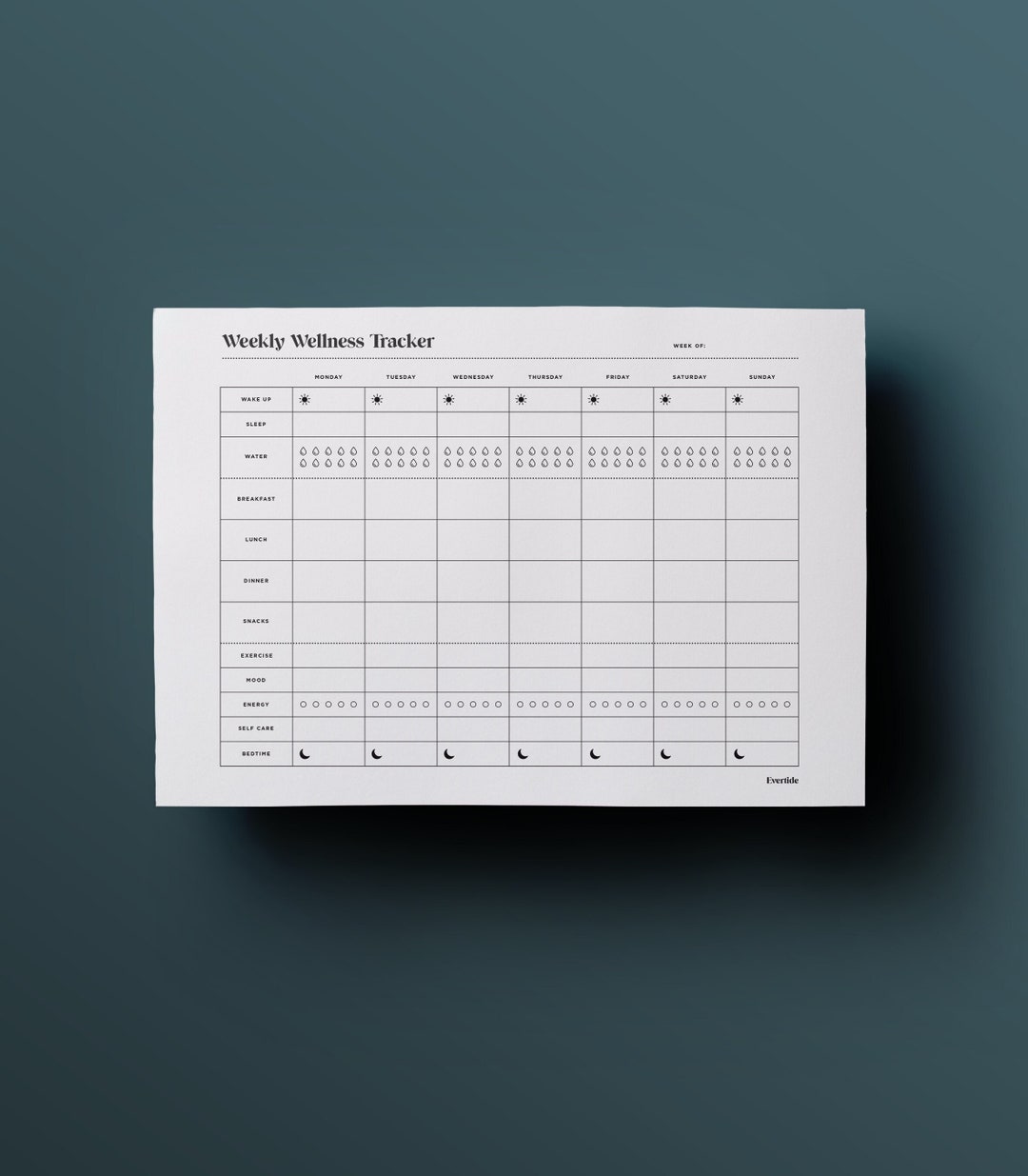 Weekly Wellness Tracker Printable | Digitally Editable | US Letter ...