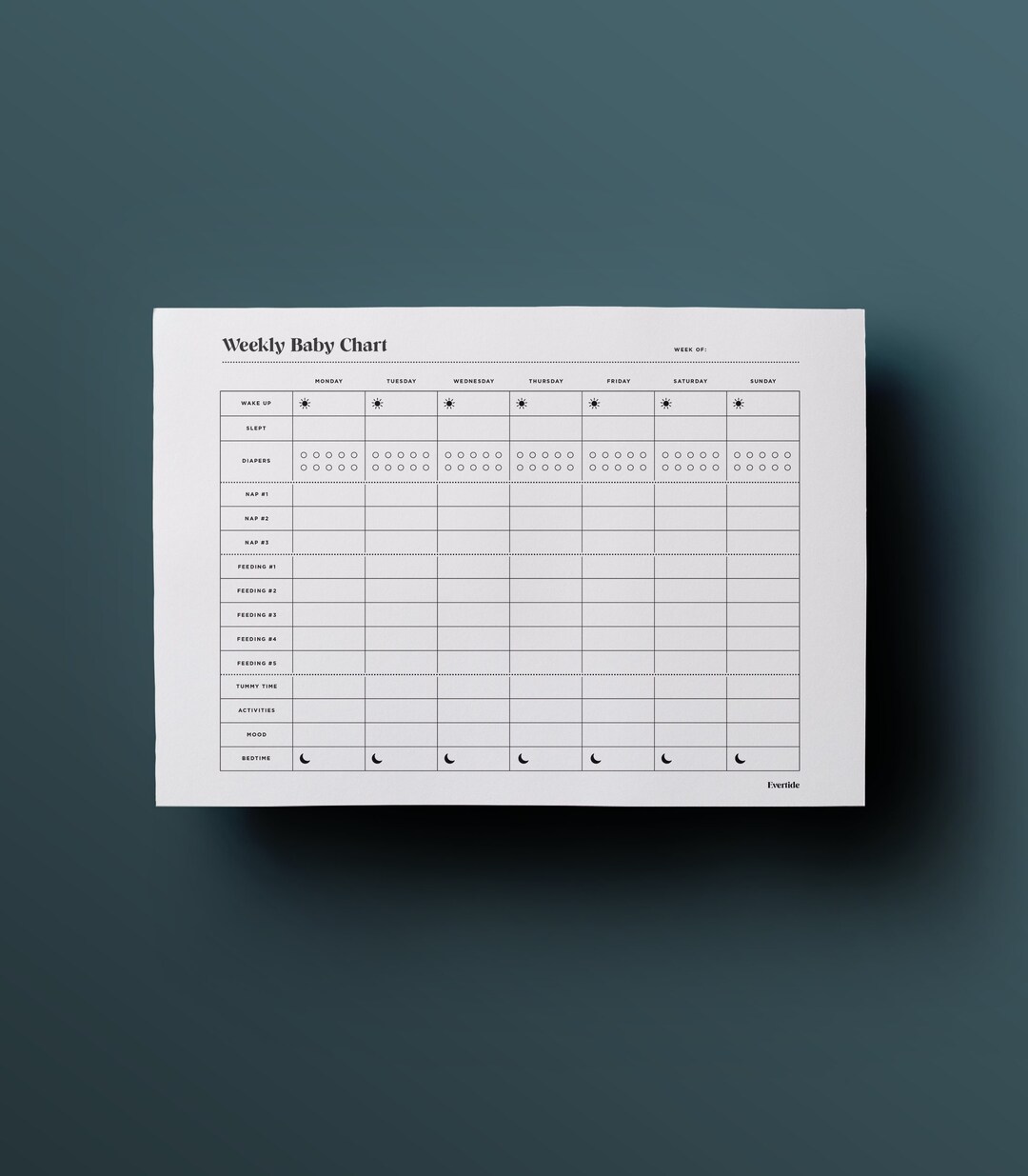 Weekly Baby Chart Printable Digitally Editable US Letter Instant ...