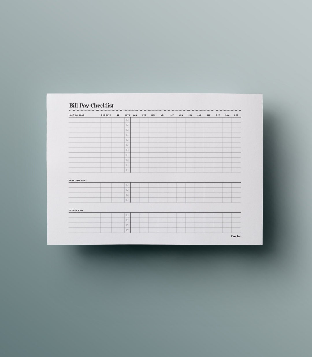 Bill Pay Checklist Printable | Digitally Editable | US Letter | Instant ...