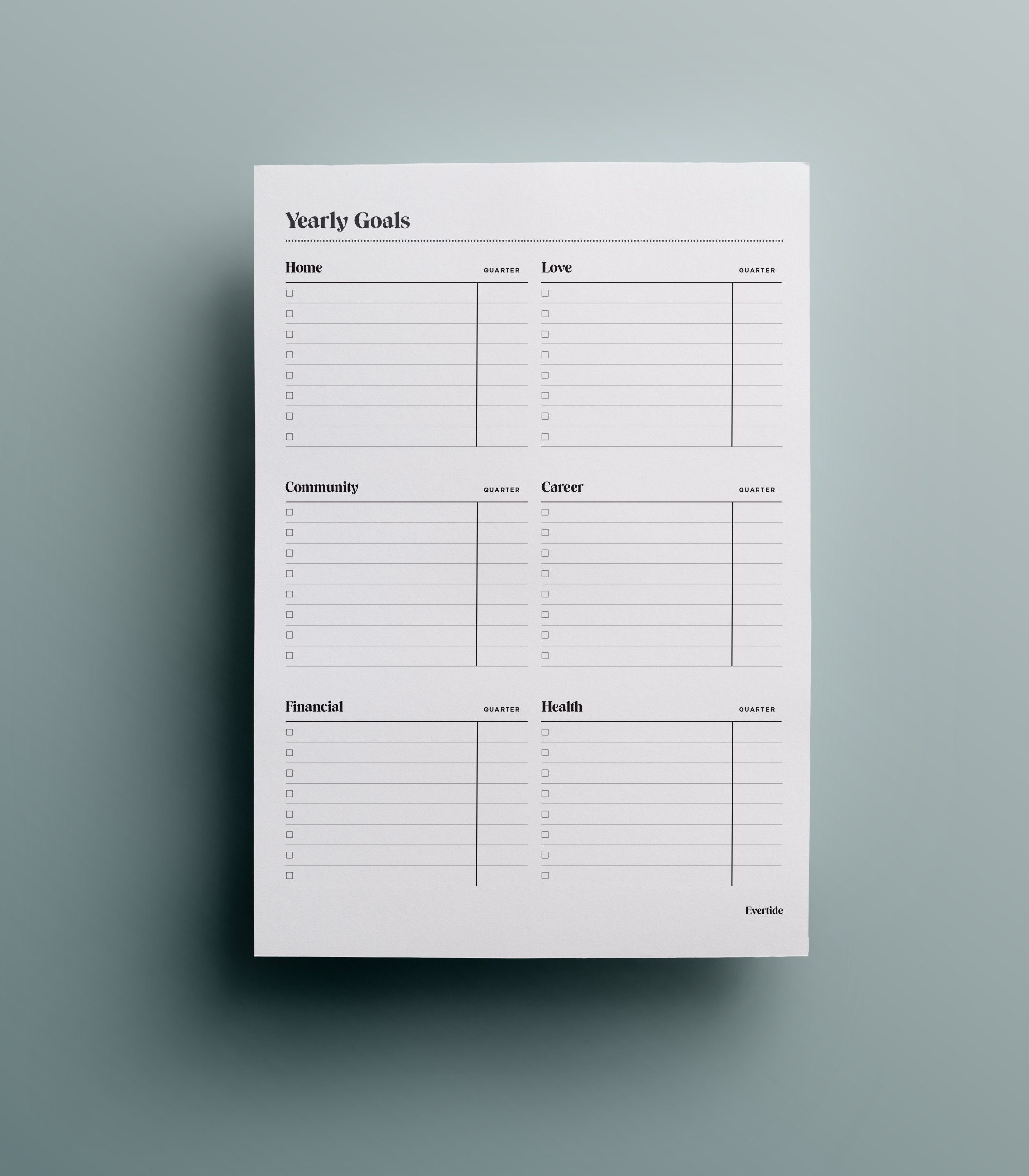 Yearly Goals Printable | Digitally Editable | US Letter | Instant ...