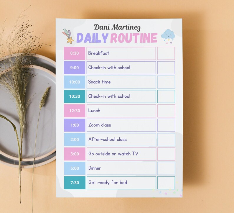 Editable Kid Daily Schedule Template, Daily Routine Kids Daily Routine ...