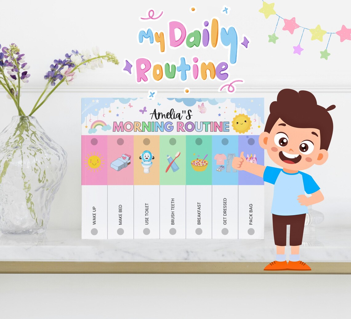 Daily Routine Chart, Kids Daily Routine Chart, Daily Planner, Morning ...