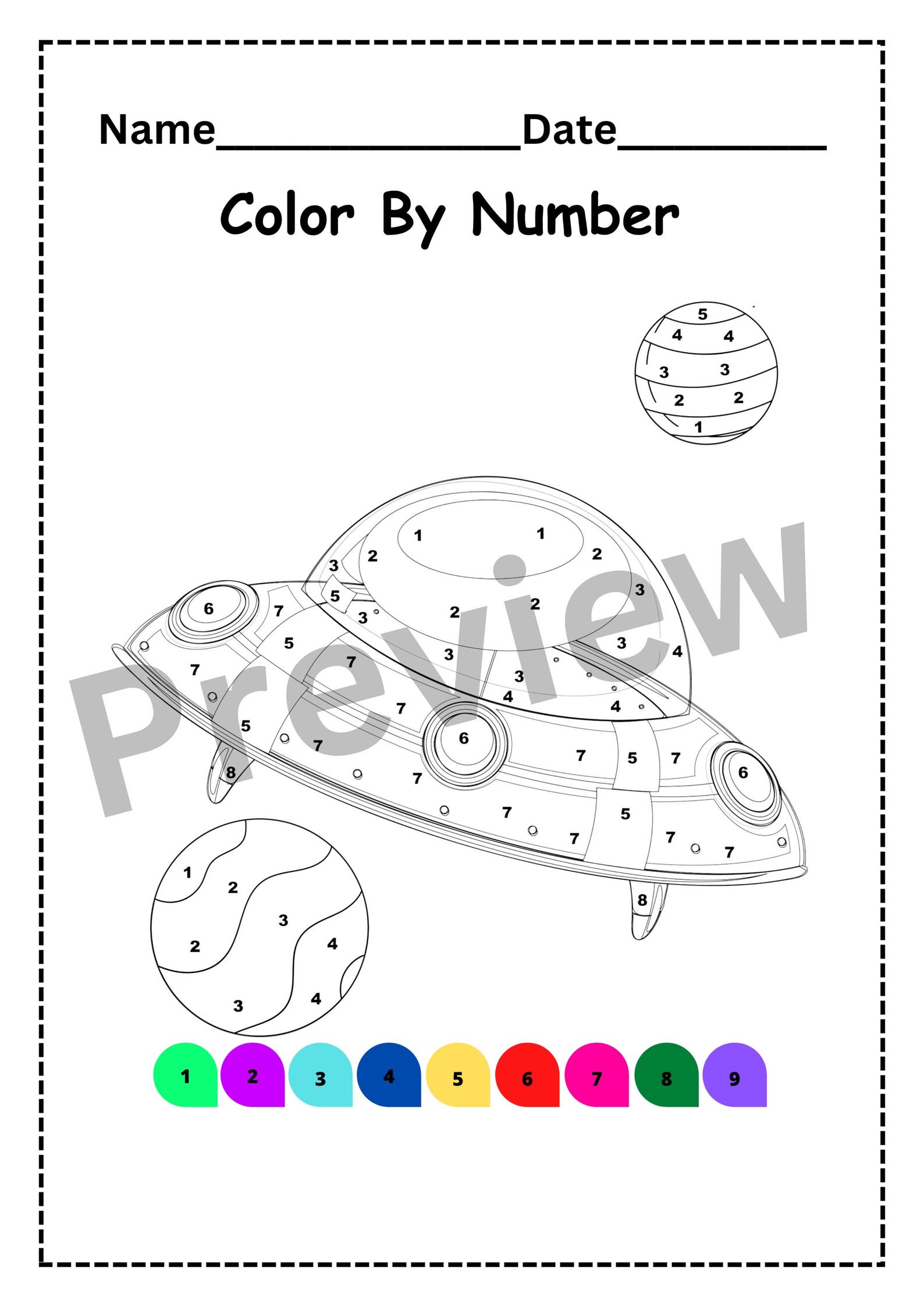 Space Color by Number Worksheets for Kids Activities & Worksheets Color ...