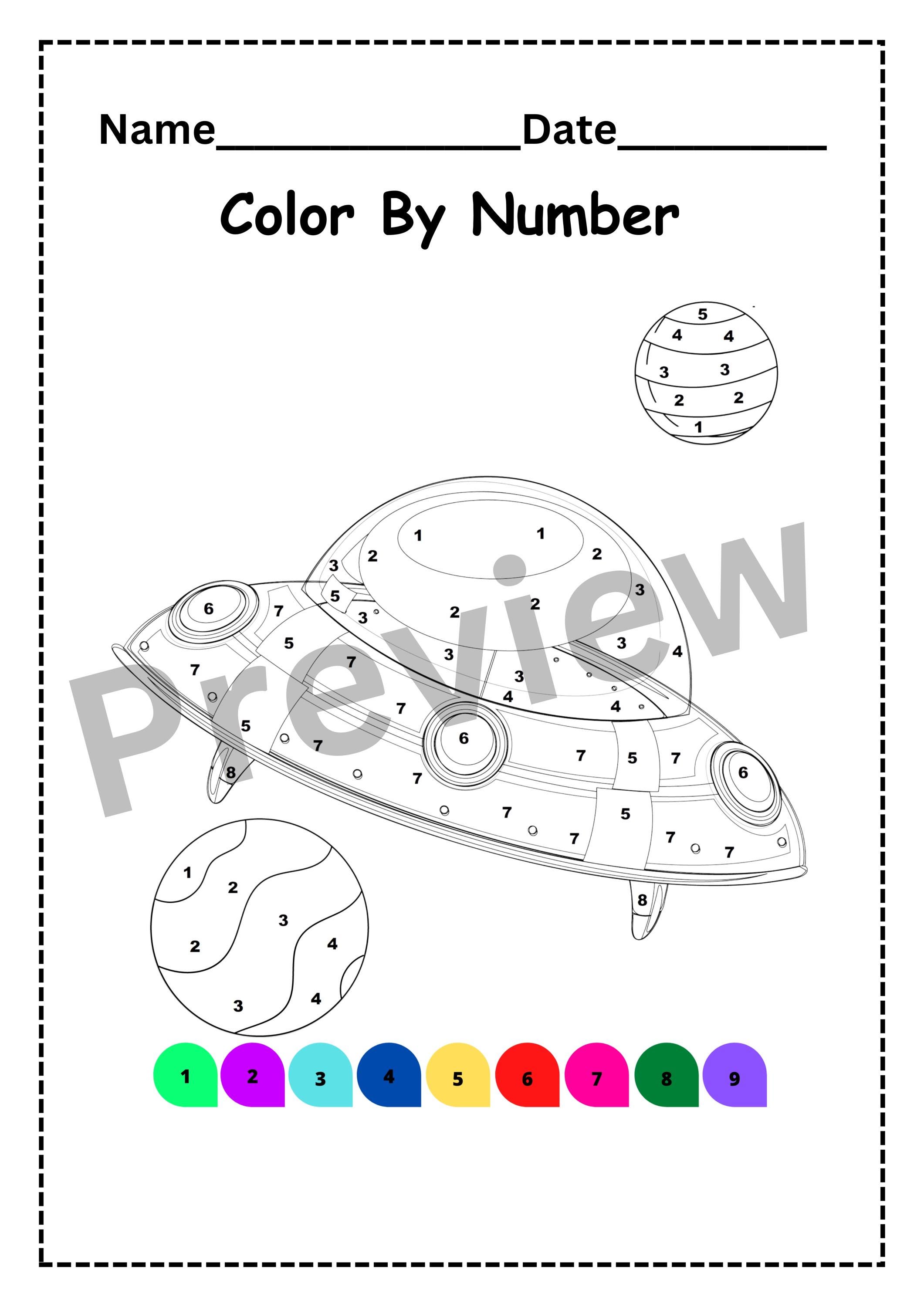 Space Color by Number Worksheets for Kids | Activities & Worksheets ...