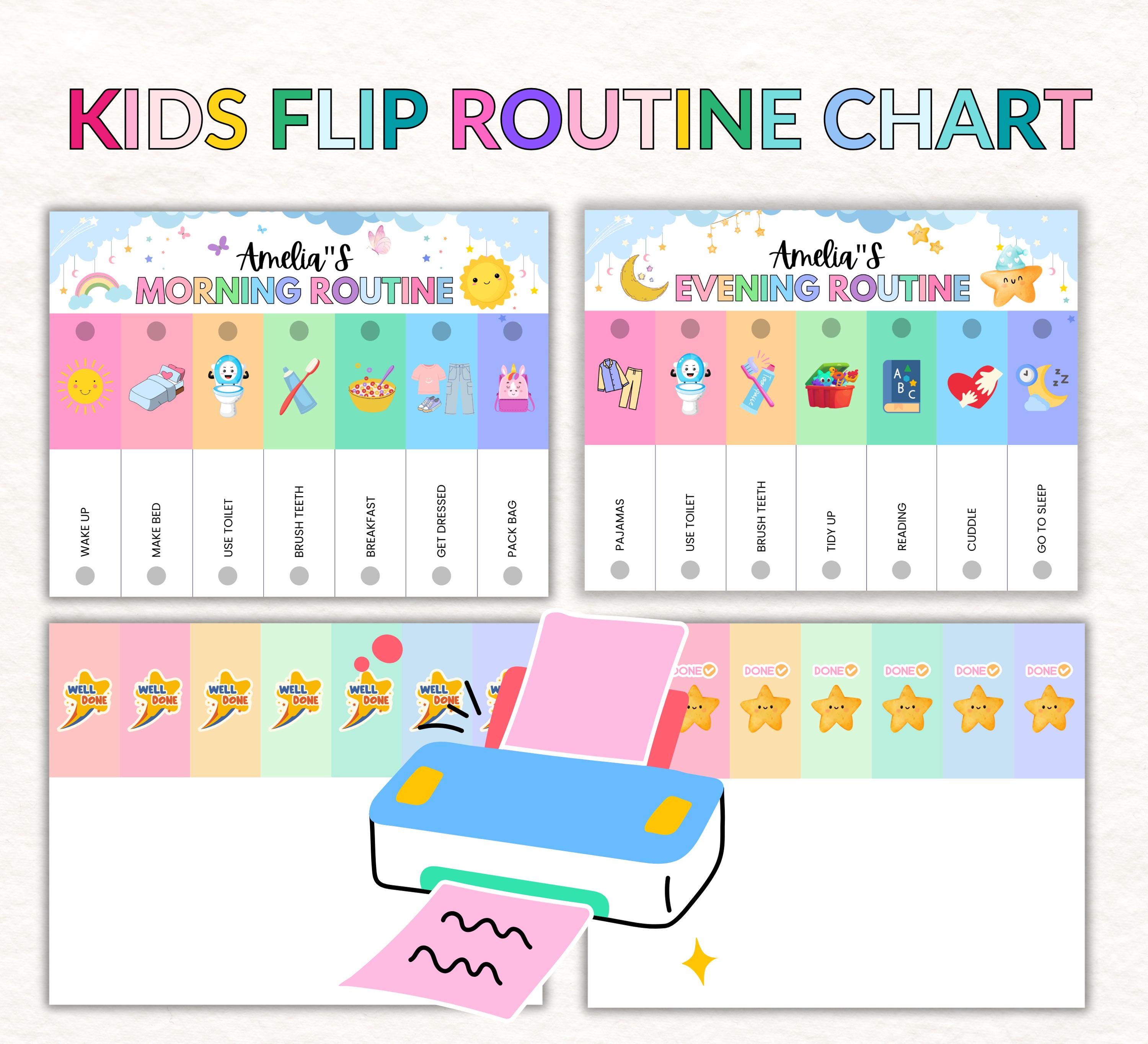 Daily Routine Chart, Kids Daily Routine Chart, Daily Planner, Morning ...