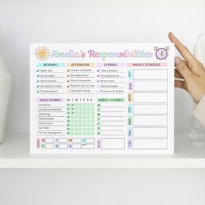 Editable Responsibility Chore Chart for Kids | Printable Planner | Kids ...