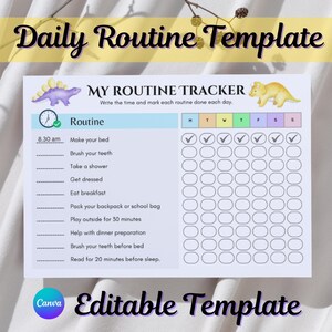 Editable Daily Routine Template for Kids, Daily Routine Tracker for ...