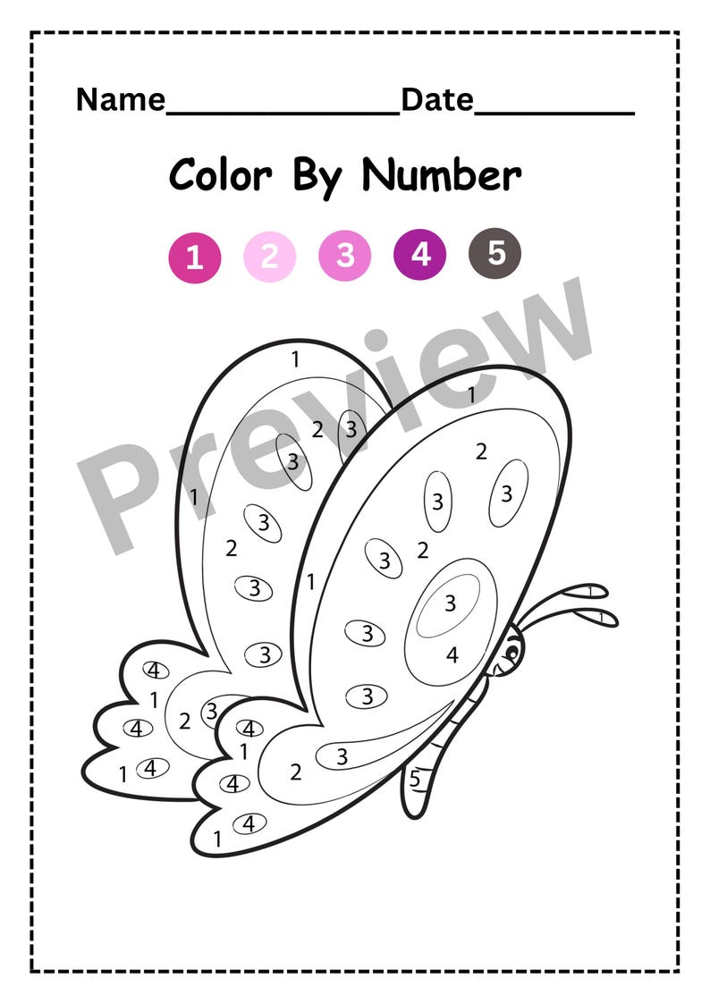 Color by Number Worksheets for Kids | Butterfly Activities & Worksheets ...