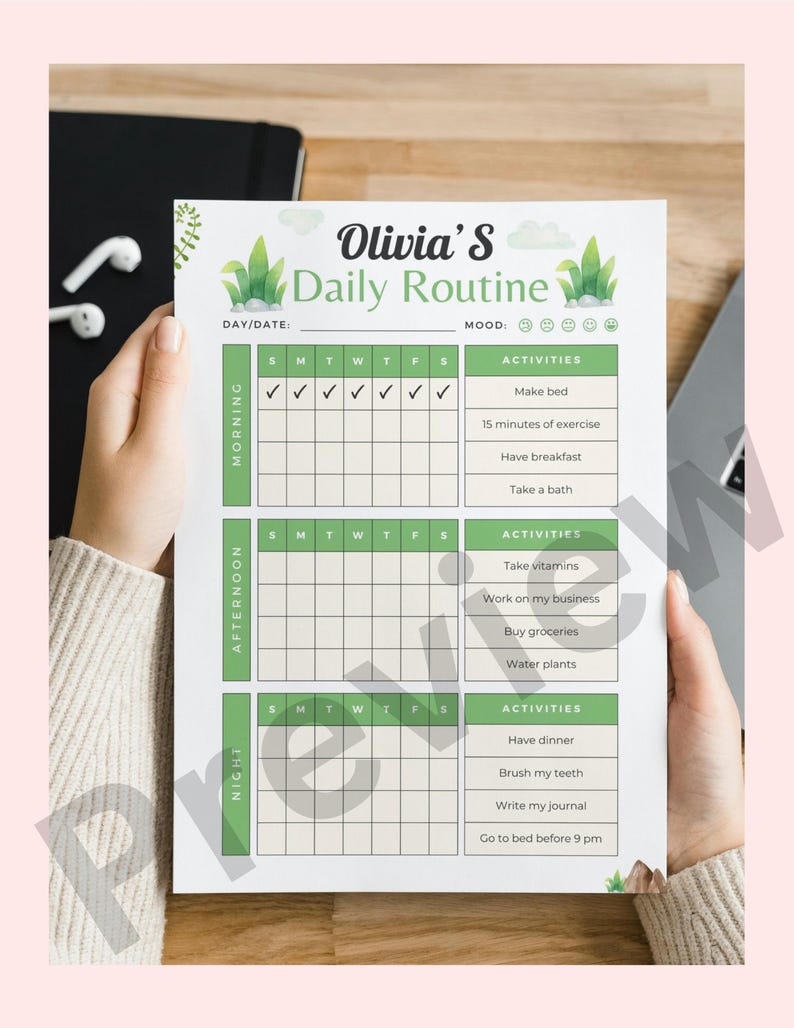 Daily Schedule Template Editable, Canva Editable Daily Routine Template ...