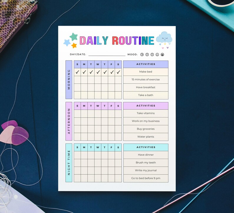 Editable Kid Daily Routine Template, Kids Daily Routine Personalized ...