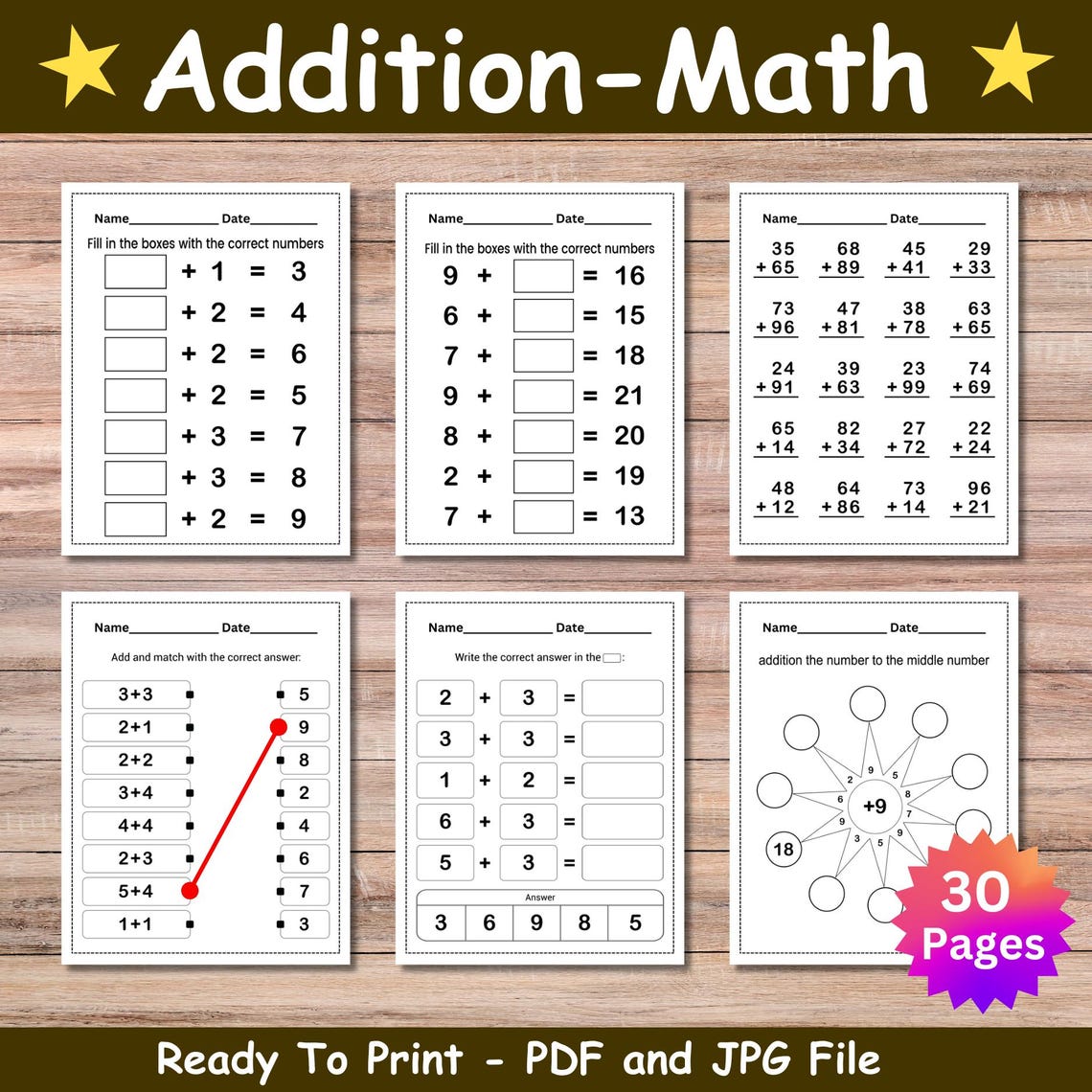 Addition Worksheets for Kids, Addition Math Fact Fluency Pages ...