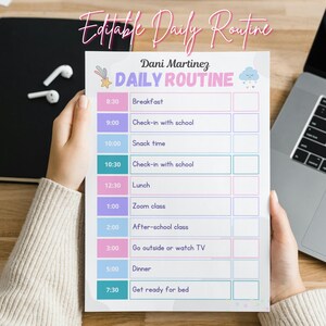 Editable Kid Daily Schedule Template, Daily Routine Kids Daily Routine ...
