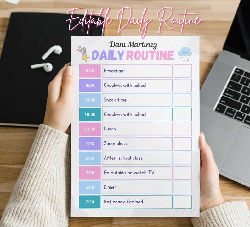 Editable Kid Daily Schedule Template, Daily Routine Kids Daily Routine ...