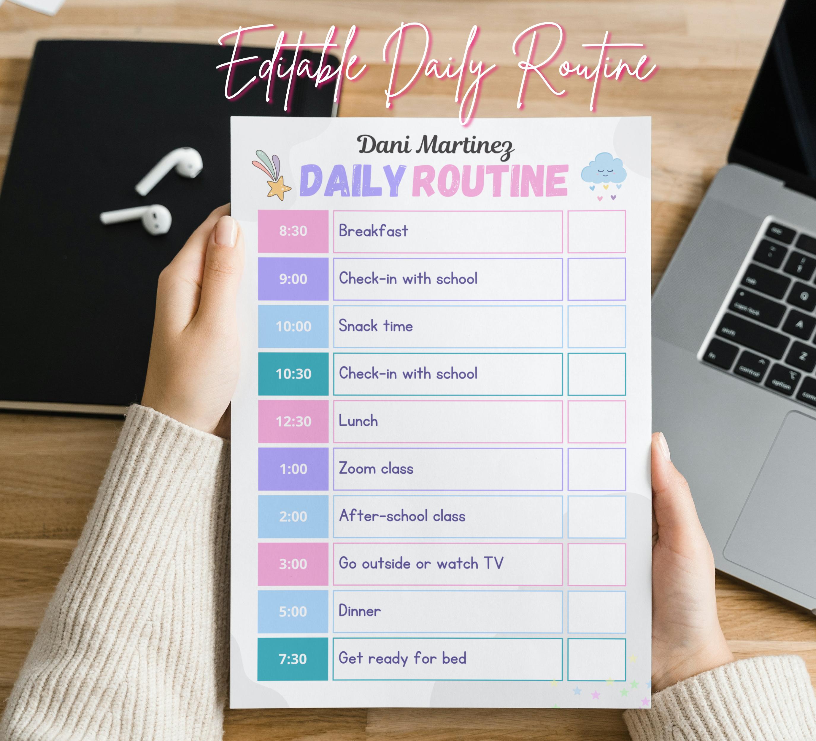 Editable Kid Daily Schedule Template, Daily Routine Kids Daily Routine ...