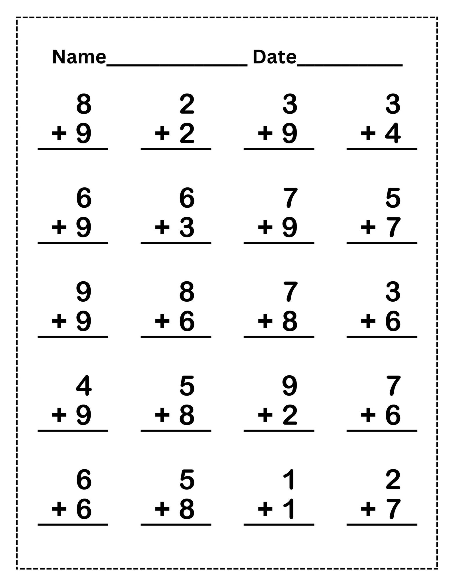 Addition Worksheets for Kids, Addition Math Fact Fluency Pages ...