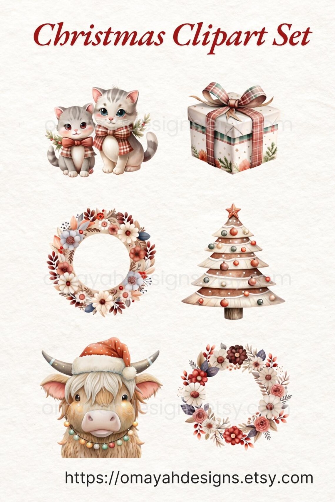 47 Christmas-themed Clipart Bundle | Festive Holiday PNG Illustrations ...