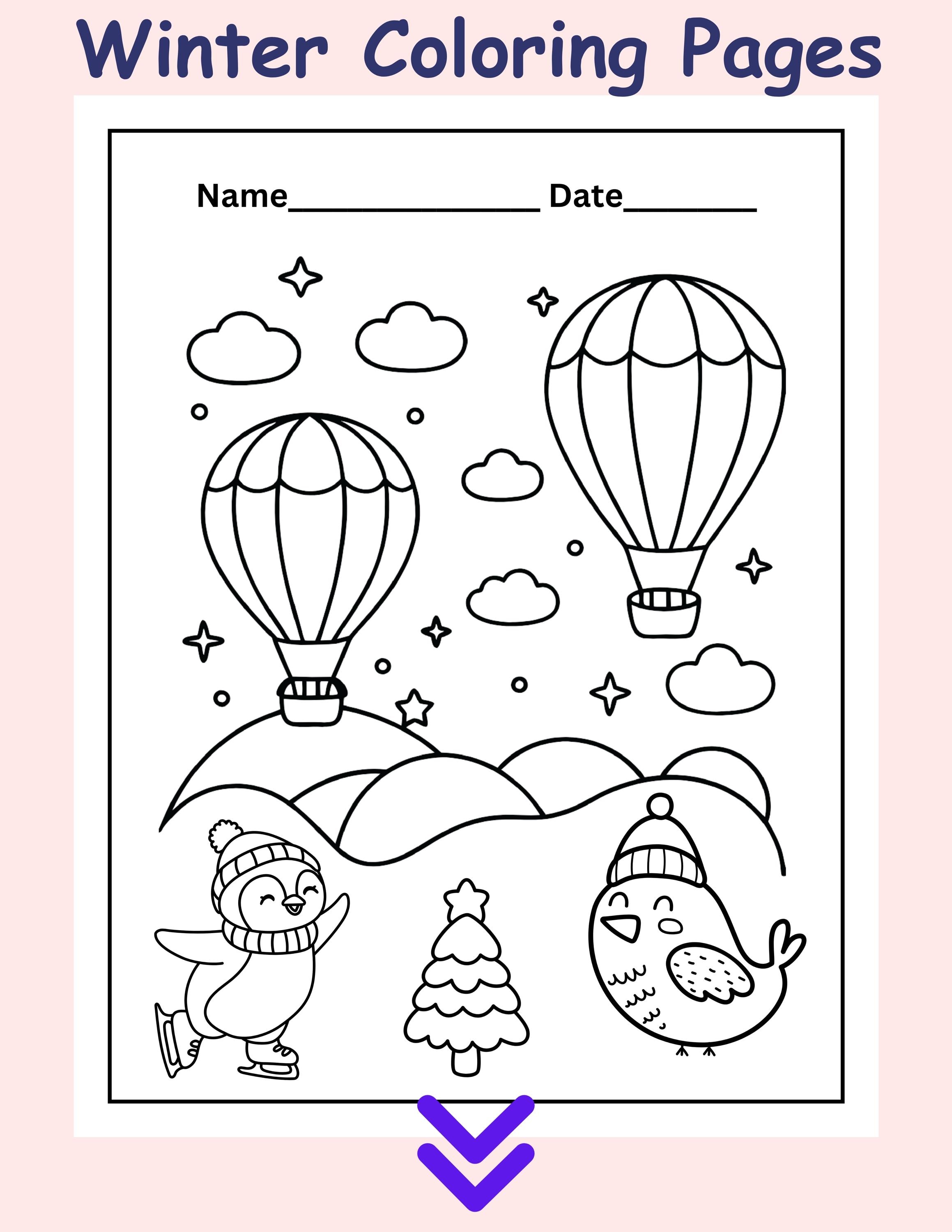Winter Coloring Pages for Kids, 20 Printable Coloring Sheets in PDF ...
