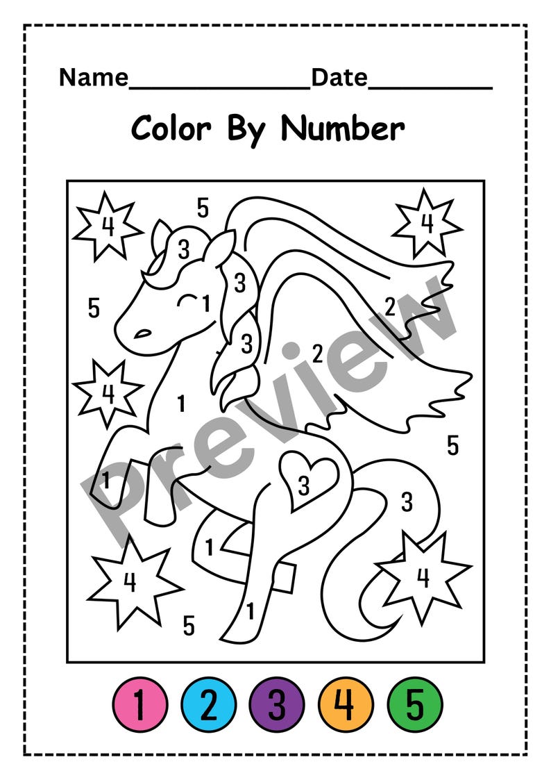 Animal Color by Number Worksheets for Kids 14-page Preschool Animal ...