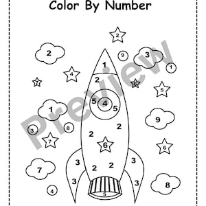 Space Color by Number Worksheets for Kids Activities & Worksheets Color ...