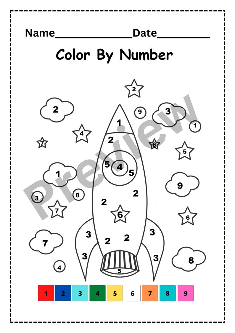 Space Color by Number Worksheets for Kids Activities & Worksheets Color ...