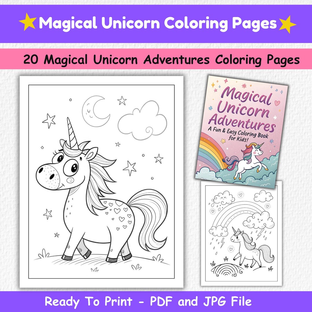 Unicorn Coloring Pages, Cute Unicorn Coloring Pages for Kids, Coloring ...