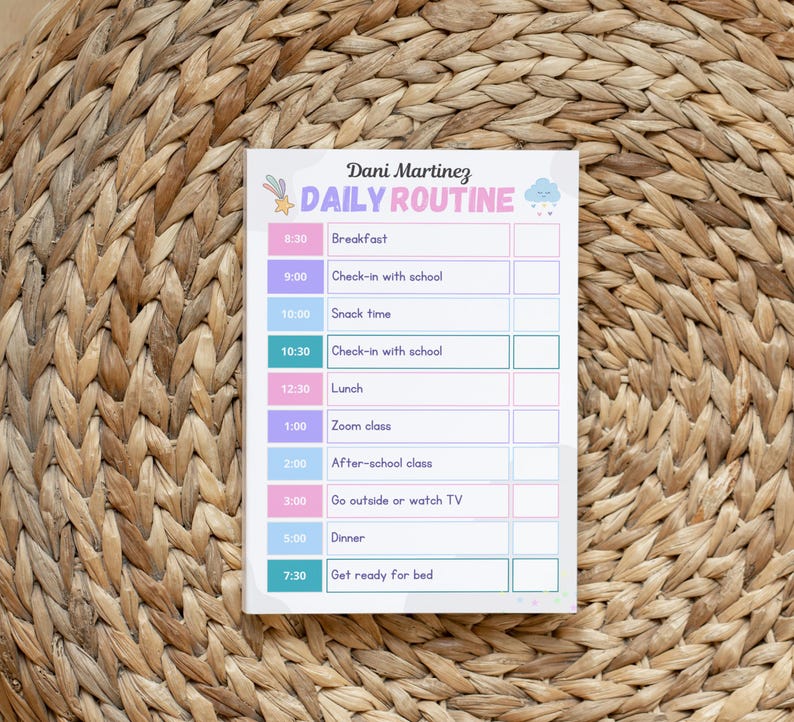 Editable Kid Daily Schedule Template, Daily Routine Kids Daily Routine ...