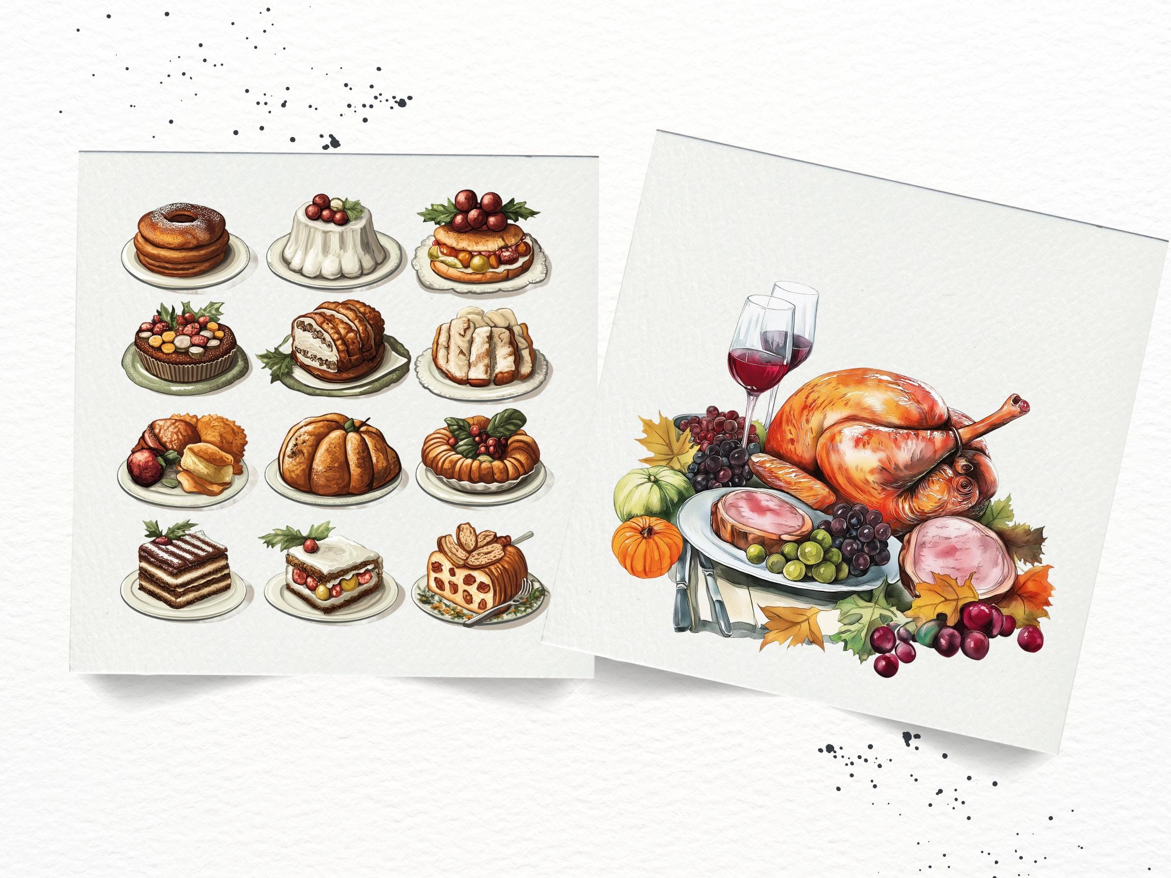 Thanksgiving Foods Clipart PNG, Thanksgiving Table Harvest Clipart ...
