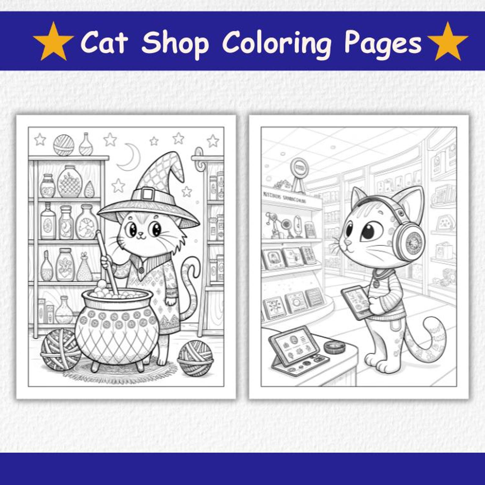 Coloring Pages, Cute Cat Shop Coloring Pages, Animal Coloring Pages for ...