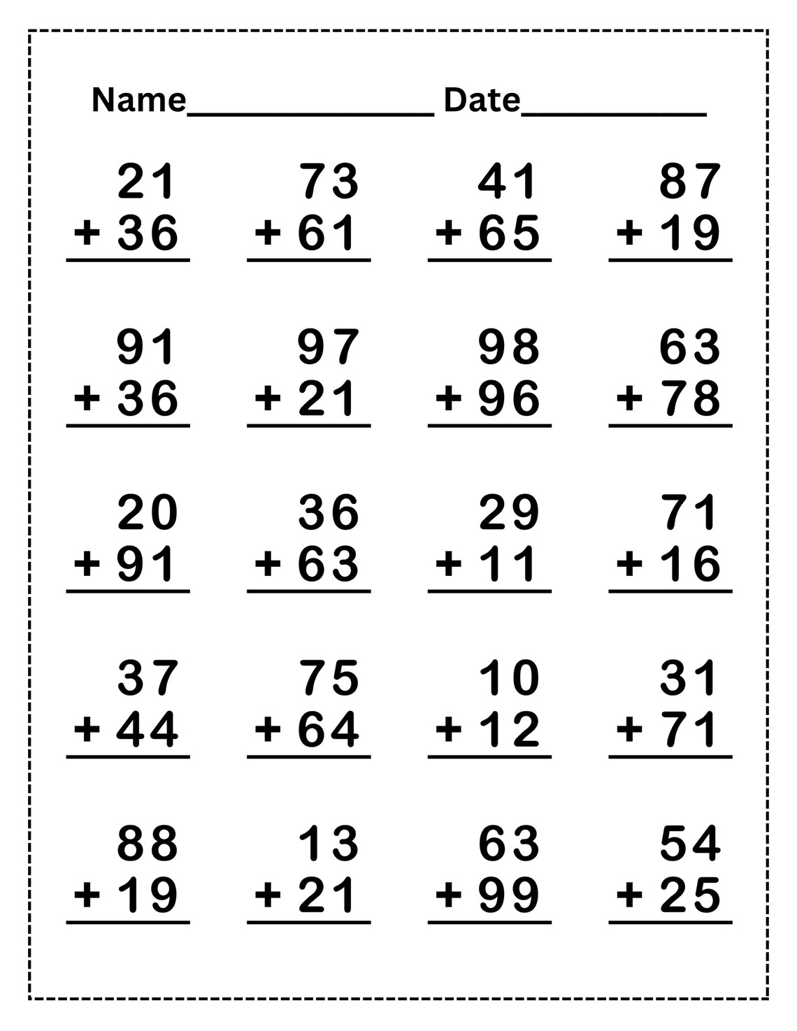 Addition Fact Fluency Worksheets 30 Printable Math Practice Pages Fun ...