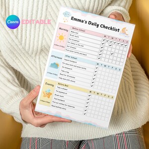 Kids Daily Checklist, Kids Daily Planner, Kids Daily School Checklist ...