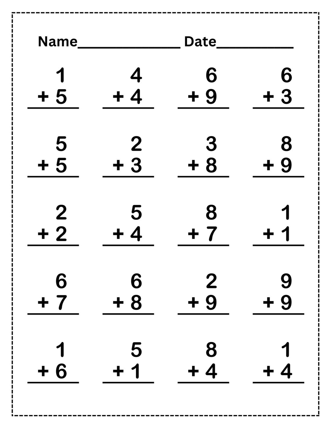 Addition Math Worksheets, Addition Math Fluency Practice Pages, Fun ...