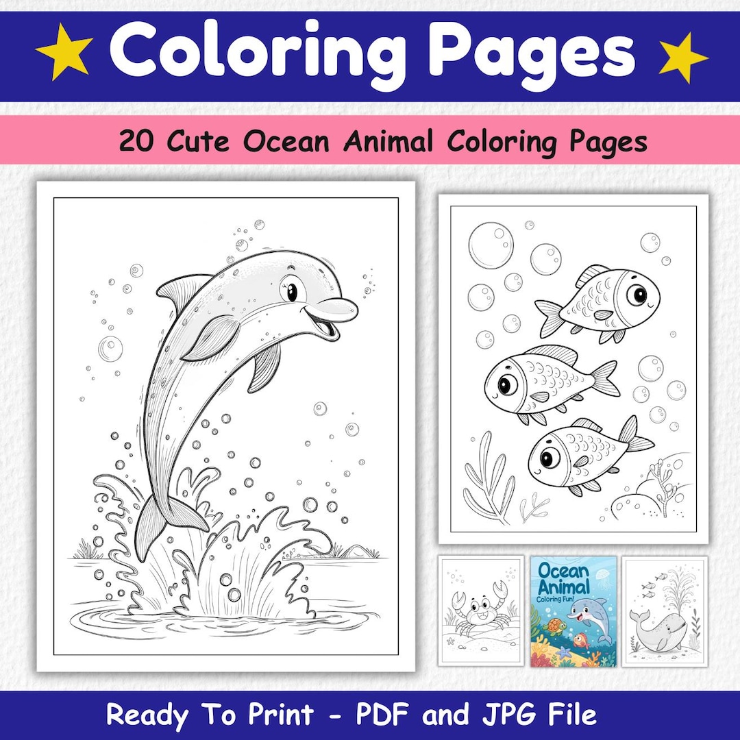 Ocean Animal Coloring Pages, Kids Coloring Pages, Sea Life Printable ...