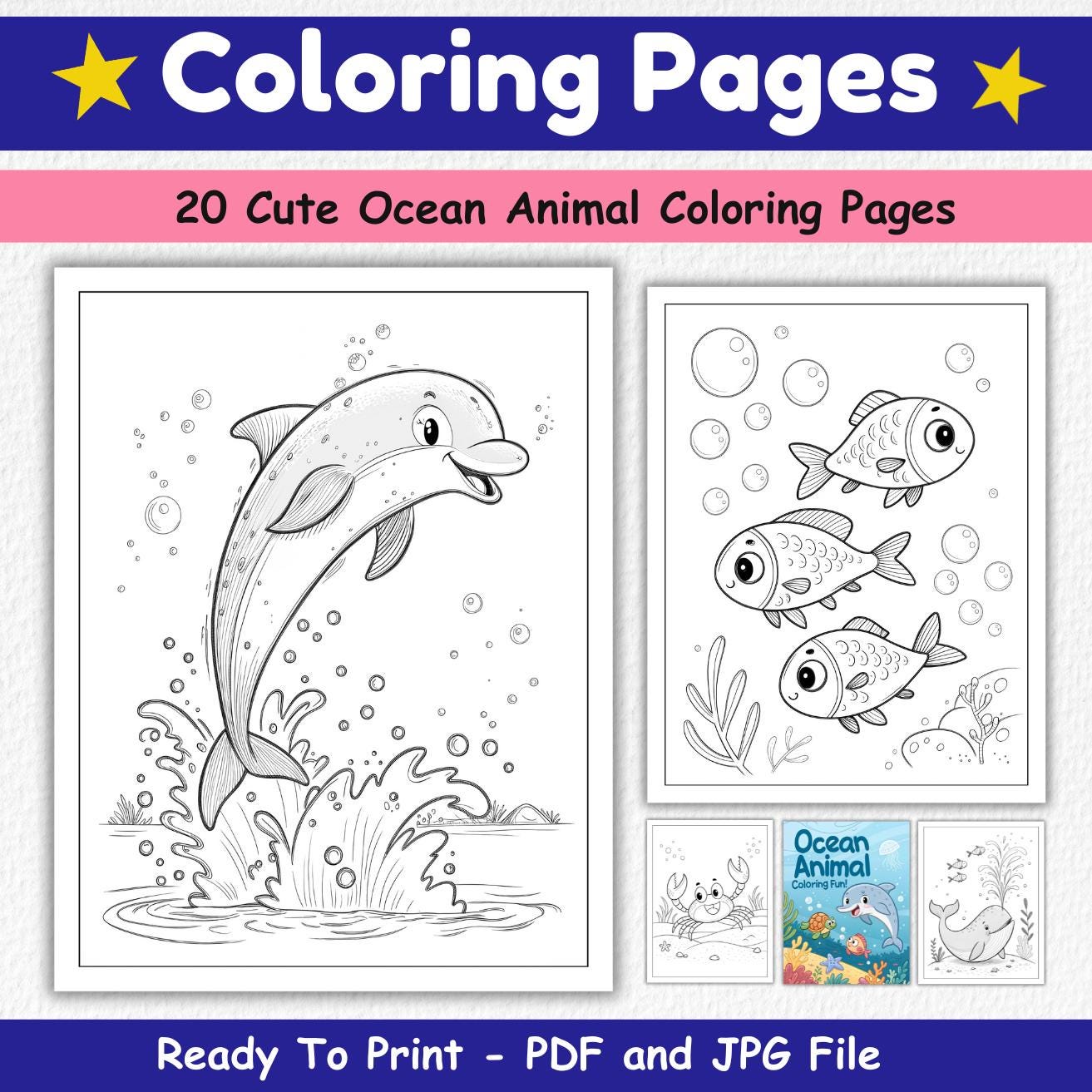 Ocean Animal Coloring Pages, Kids Coloring Pages, Sea Life Printable ...