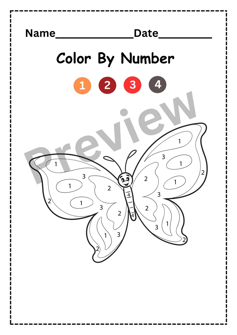 Color by Number Worksheets for Kids | Butterfly Activities & Worksheets ...