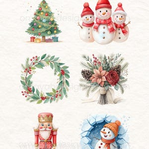 Christmas Watercolor Clipart Bundle, 42 Festive Pngs for Holiday Cards ...
