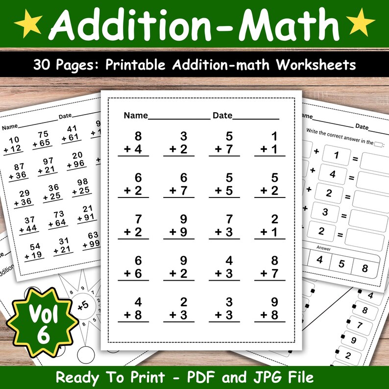 Addition Worksheets 1st Grade Math Fact Fluency Pages Addition Math ...
