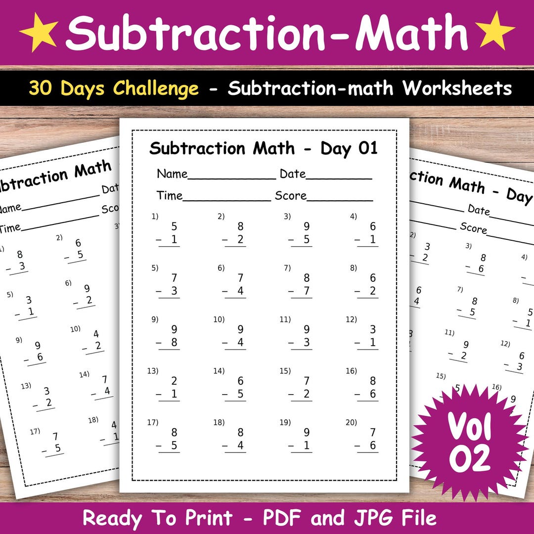 Subtraction Worksheets Math Fact Fluency Practice, Subtraction Fluency ...