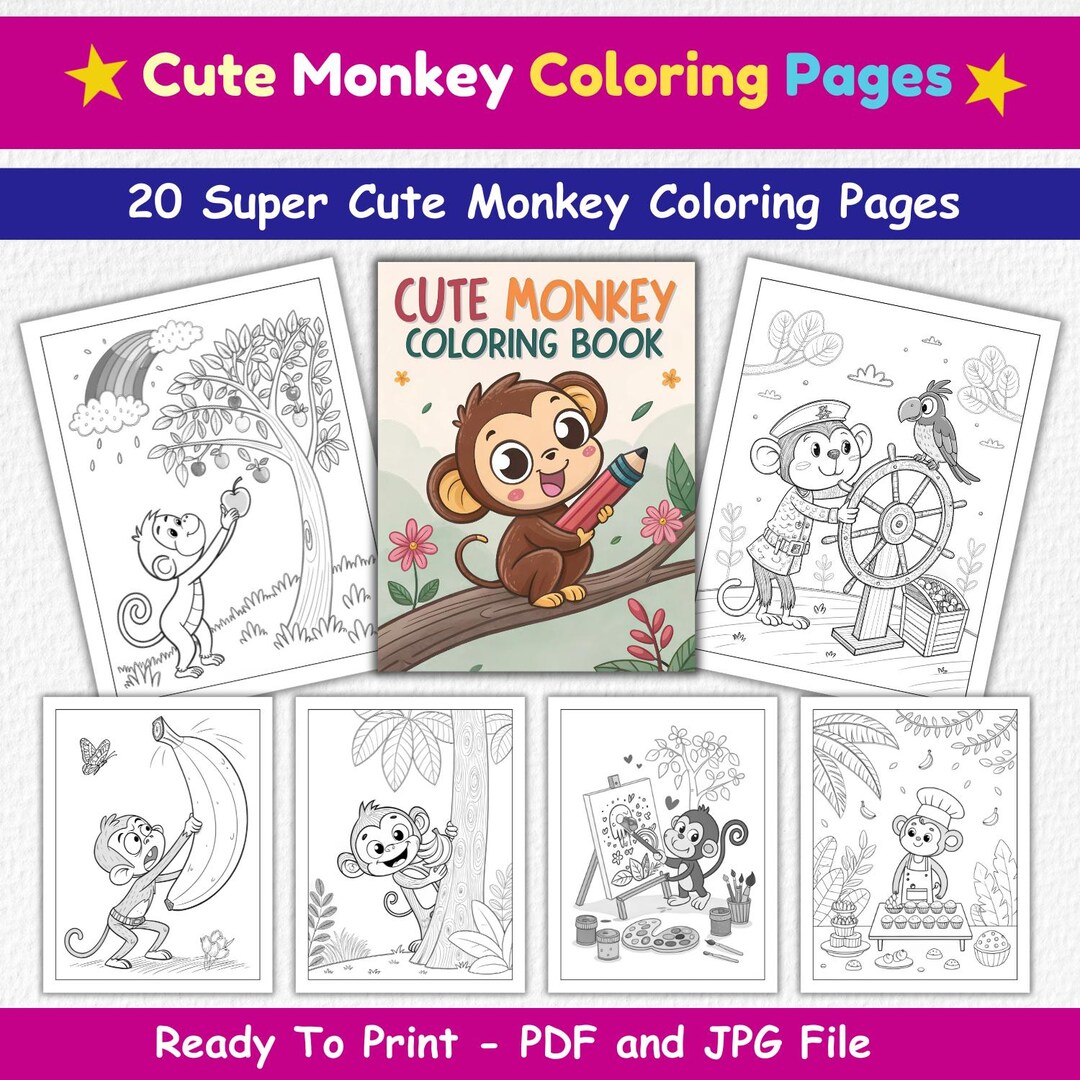 Coloring Pages, Cute Monkey Coloring Pages, Animal Coloring Pages ...