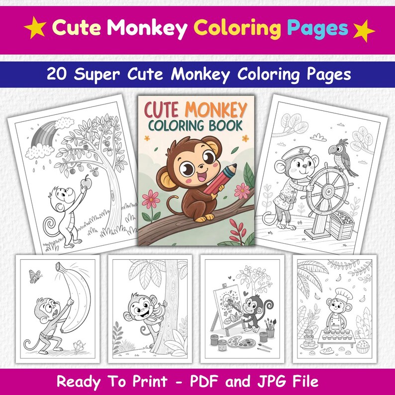 Coloring Pages, Cute Monkey Coloring Pages, Animal Coloring Pages ...