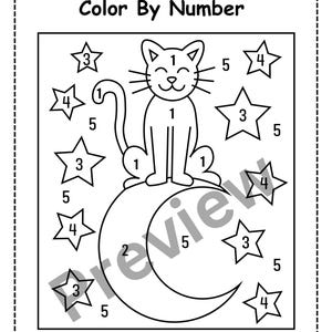 Animal Color by Number Worksheets for Kids | 14-page Preschool Animal ...