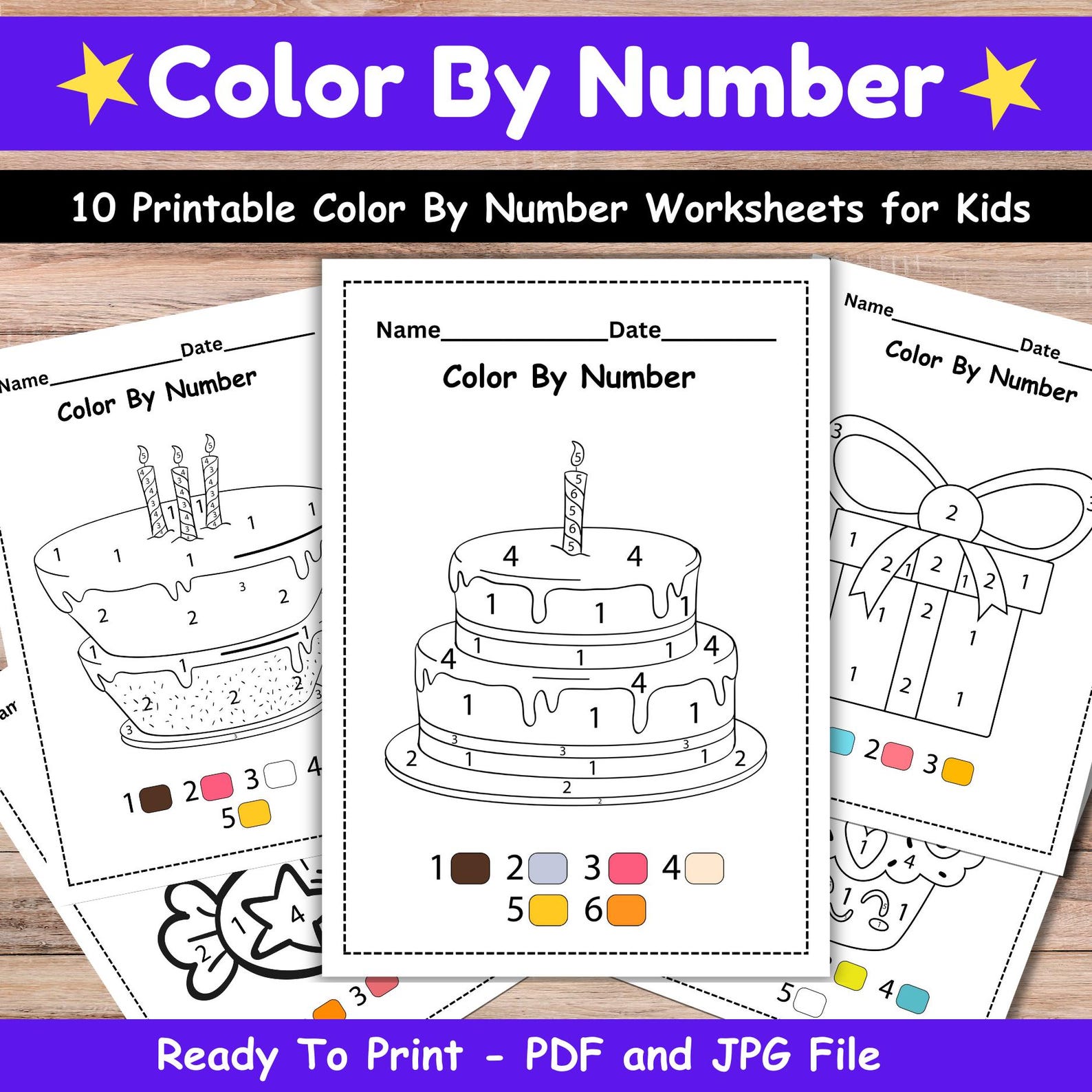 Color by Number Worksheets for Kids Birthday Activities and Worksheets ...