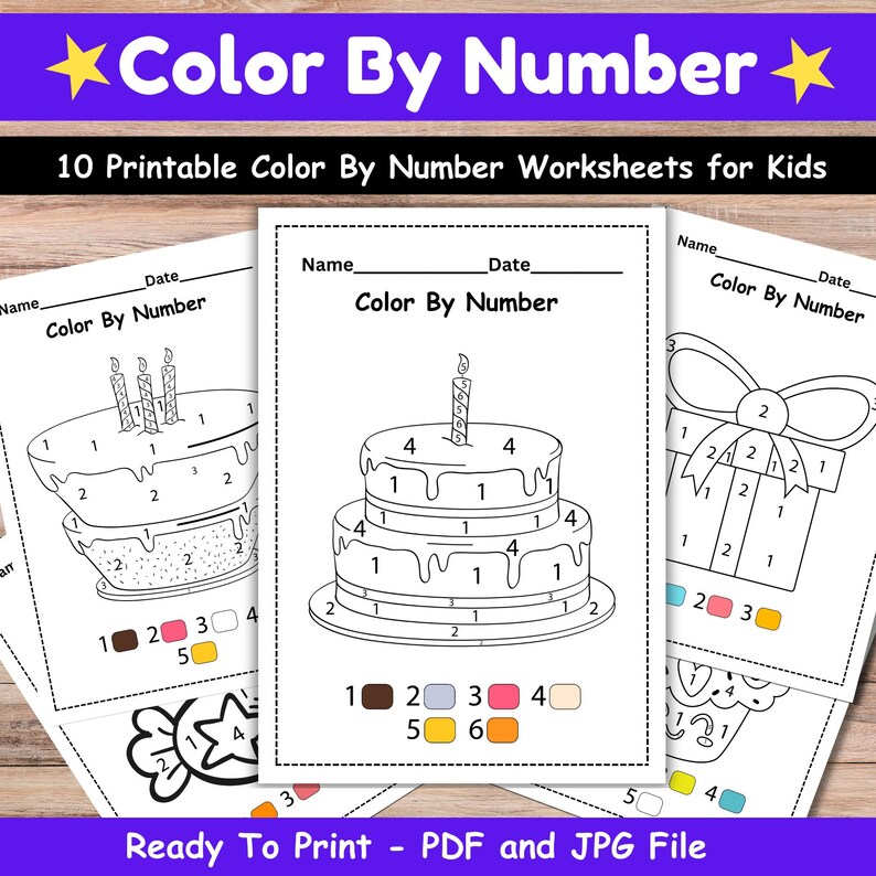 Color by Number Worksheets for Kids | Birthday Activities and ...