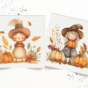 Thanksgiving Clipart Set Turkey Clipart Pilgrim Turkey Girl ...