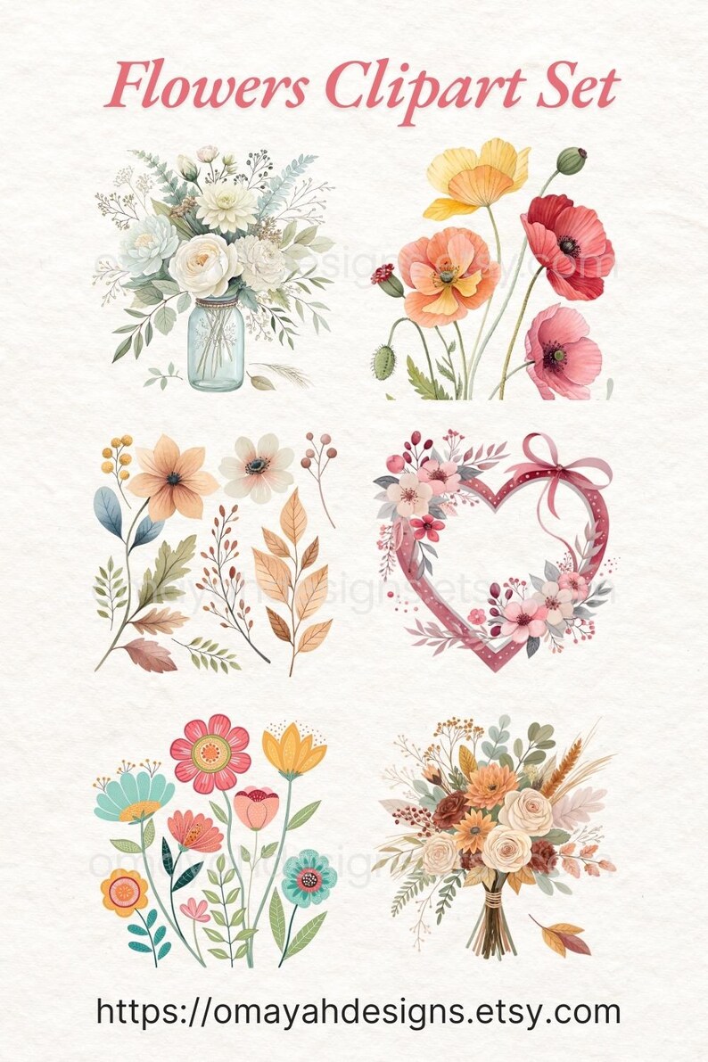 Watercolor Floral Clipart Set | 34 High-quality Pngs for Spring ...