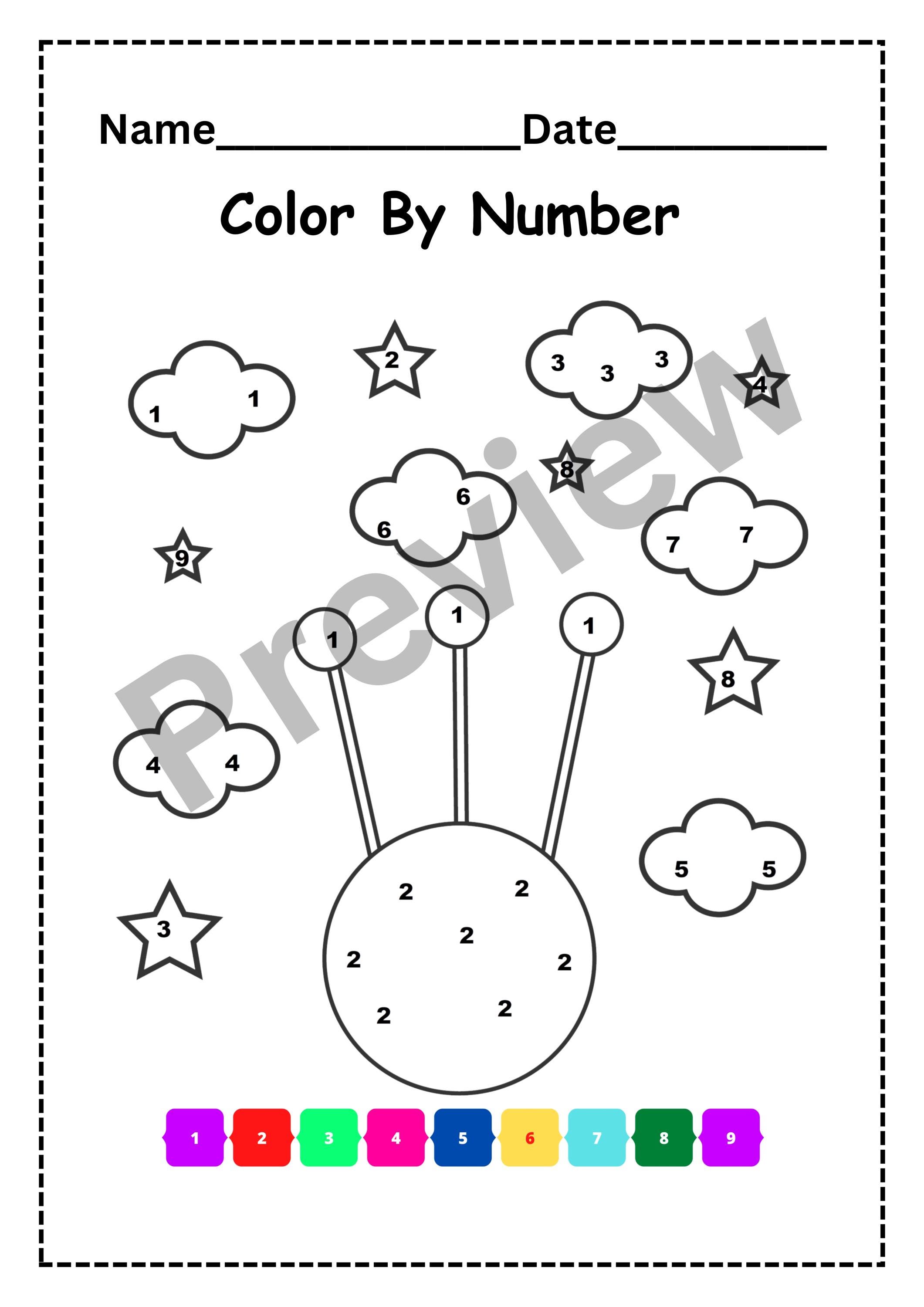 Space Color by Number Worksheets for Kids | Activities & Worksheets ...