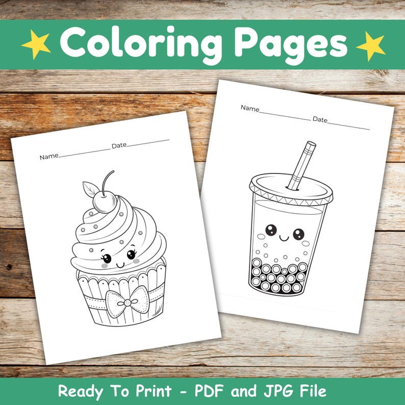 Kawaii Food Coloring Pages Cute Coloring Sheets for Kids Food Coloring ...